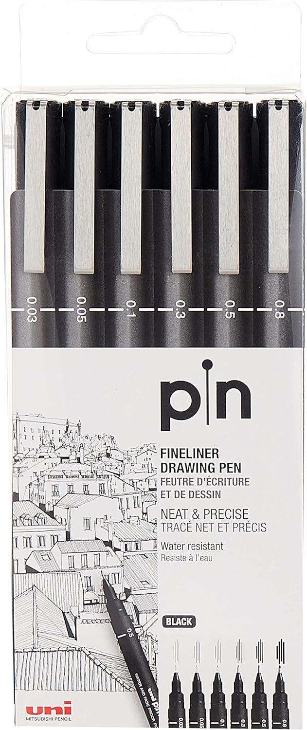 UNI PIN - Fineliner Sets - Todos Negros – Pinna Calligraphy